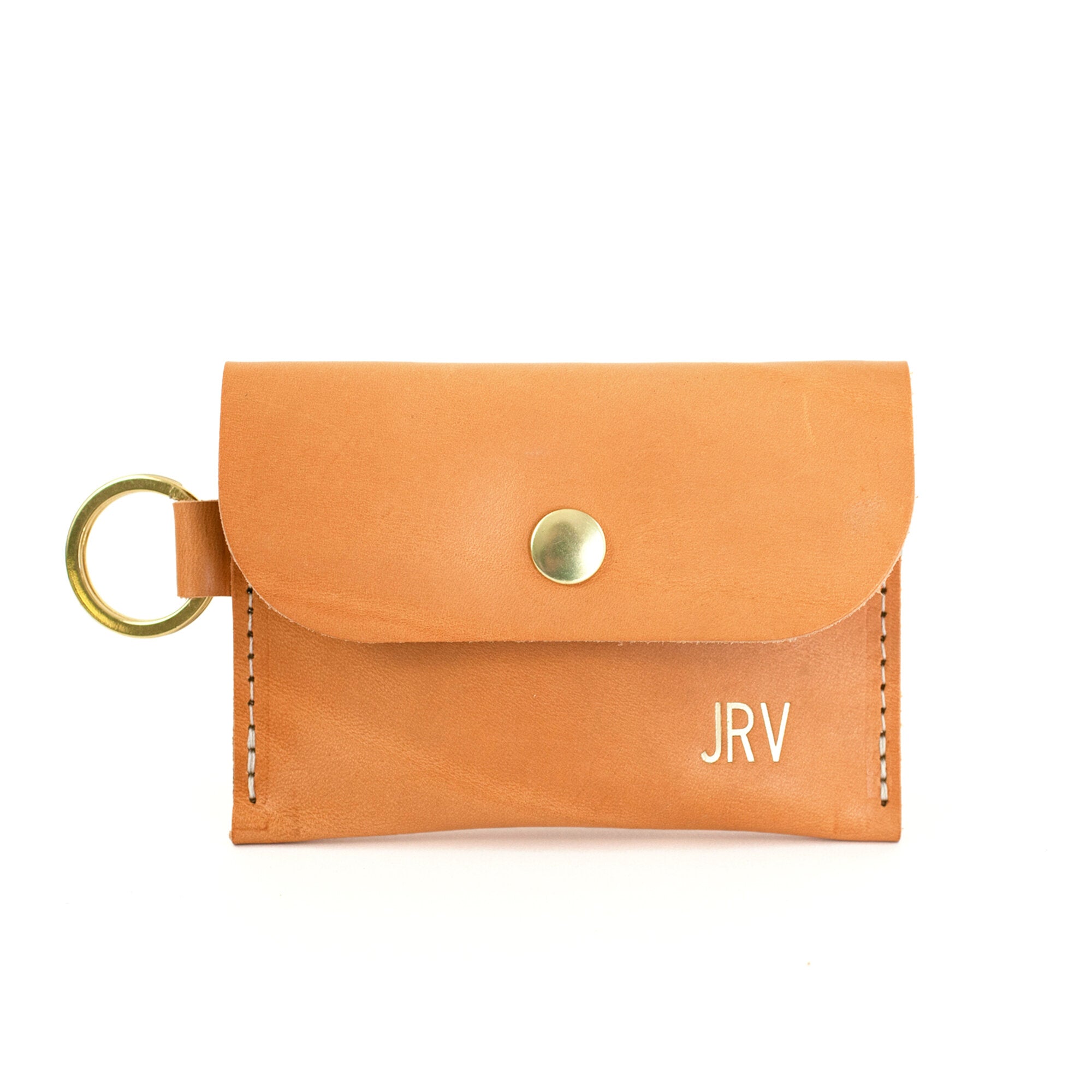 Leather Keyring Card Wallet with Monogram - Natural Beige – Juliette ...